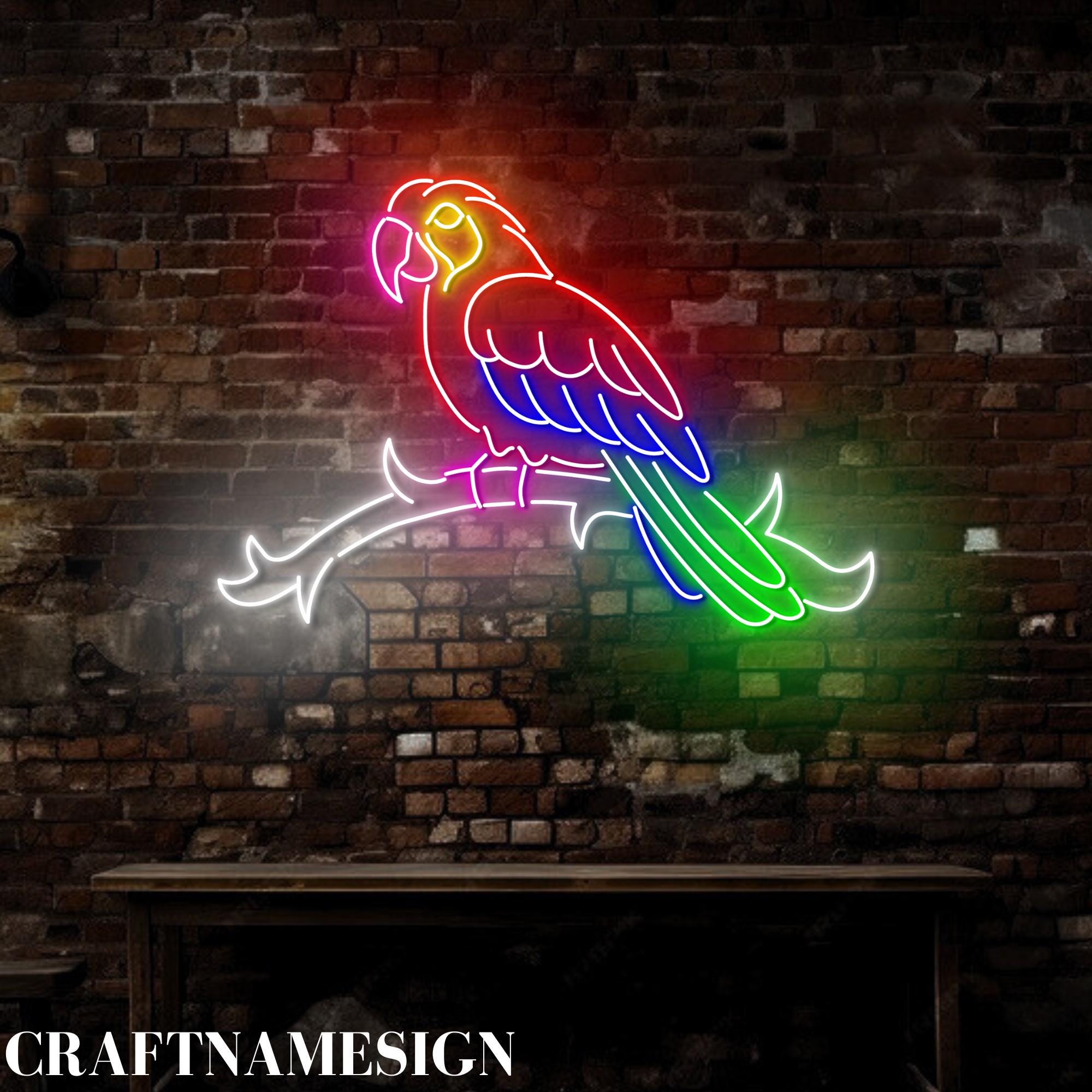 Parrot on Branch Neon Sign, Parrot Bird Led Sign, Custom Neon Sign ...