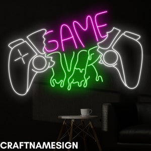 Game Over Neon Sign, Game Controller Led Sign, Custom Neon Sign, Game ...