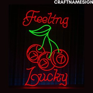 Feeling Lucky 777 Neon Sign, Number 777 Cherry Led Sign, Custom Neon ...