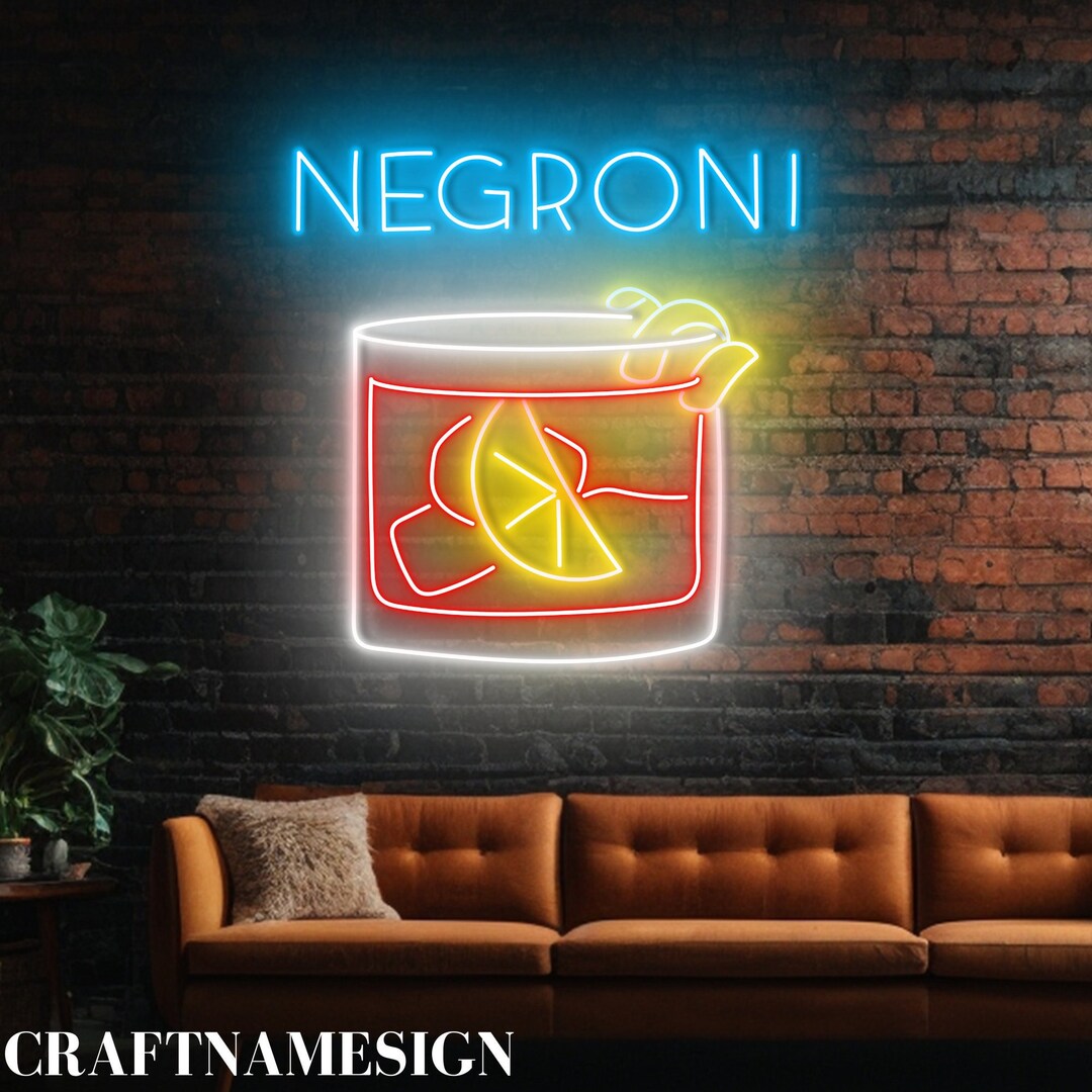 Negroni Cocktail Neon Sign, Negroni Cocktail Led Sign, Custom Neon Led ...
