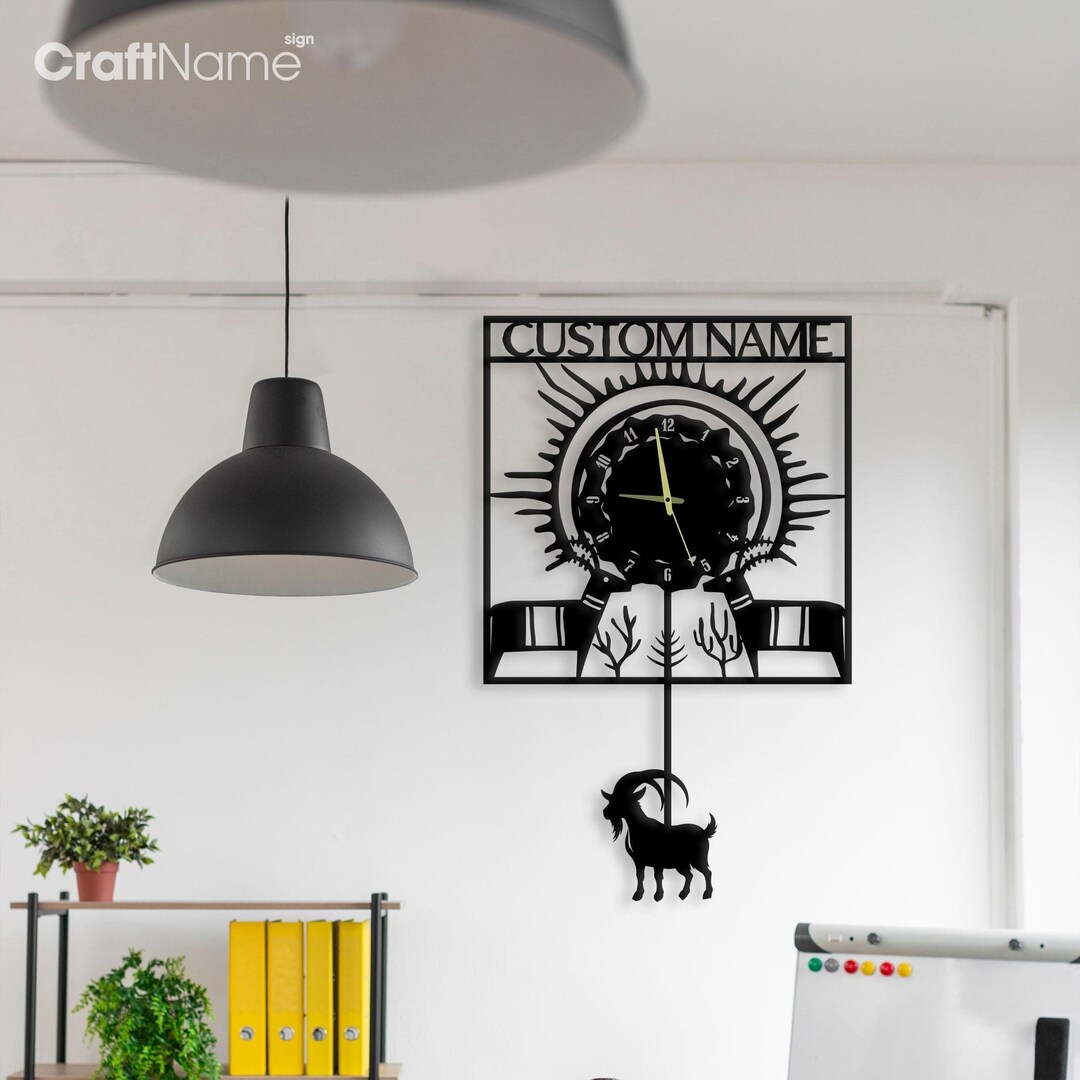 Personalized Goat Square Pendulum Acrylic Wall Clock, Modern Minimalist ...