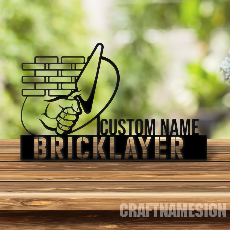 Custom Bricklayer Builder Desk Name Plate, Bricklayer Metal Nameplate ...