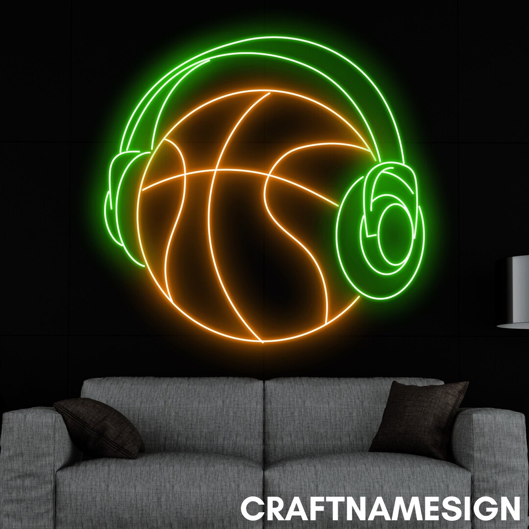 Basketball Headphone Neon Sign, Basketball Led Sign, Custom Neon Sign ...