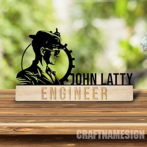 Custom Wooden Civil Engineer Desk Name Plate, Engineer Metal Nameplate ...