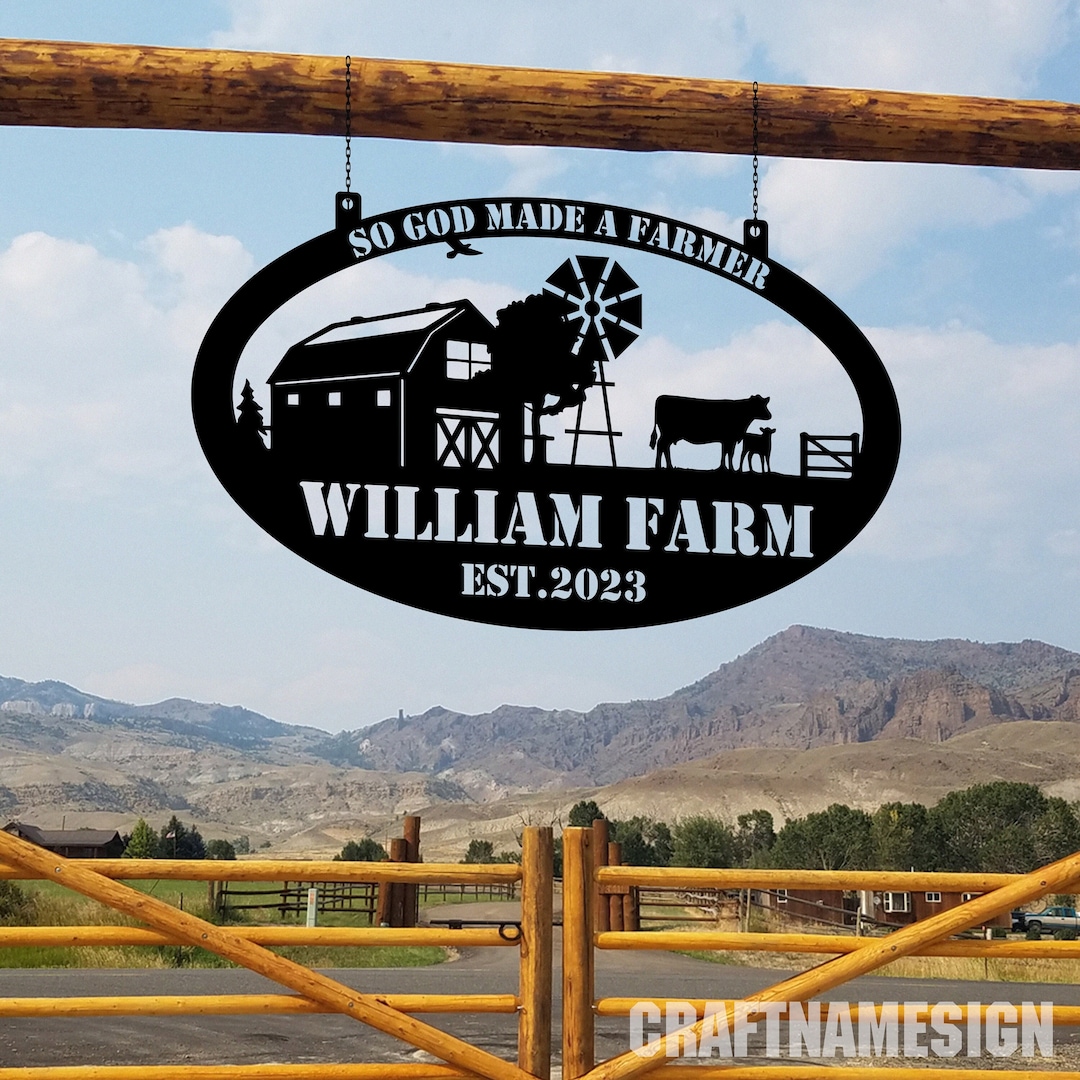 Personalized Outdoor Metal Farm Sign Metal Name Sign Outdoor Custom Metal Farm Sign Farmhouse