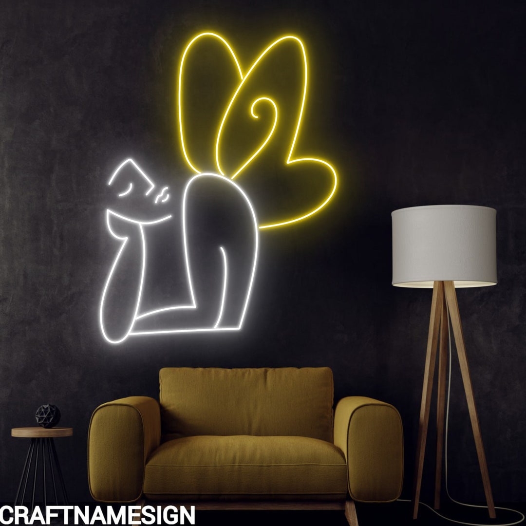 Abstract Line Art Led Sign, Abstract Fairy Neon Sign, Custom Neon Sign ...