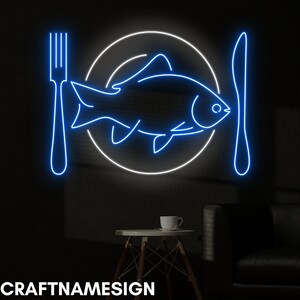 Fish Dish Neon Sign, Fish Menu Led Sign, Custom Neon Sign, Seafood ...