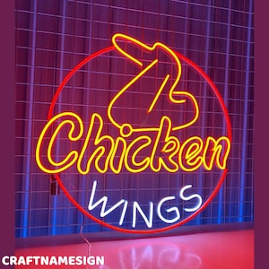 Chicken Wings Neon Sign, Fried Chicken Wings Led Sign, Custom Neon Sign ...
