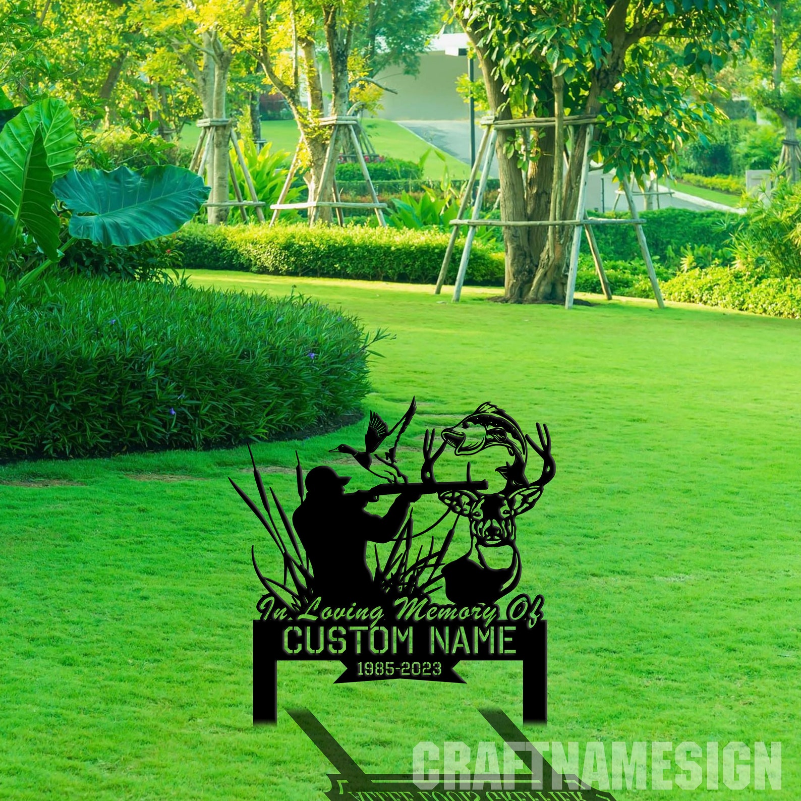 Custom Hunting Memorial Stake, Cemetery Stake, Grave Marker, Fishing ...