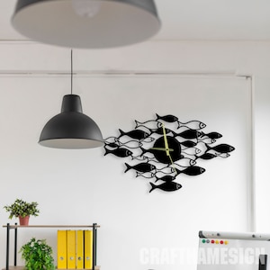 Fish Swarm Metal Wall Clock, Wall Clock Unique for Home Decor and Wall ...