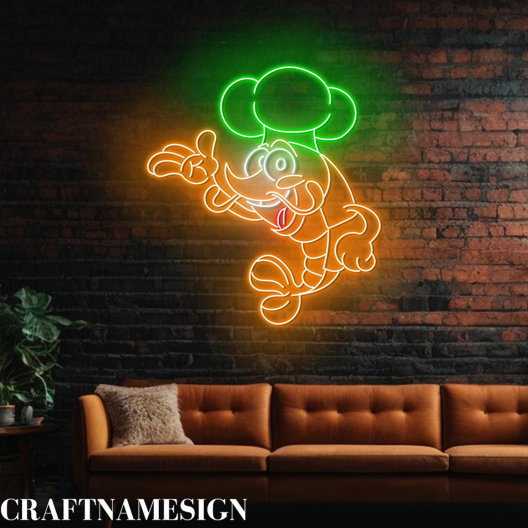 Shrimp Chef Led Sign, Shrimp Neon Sign, Custom Neon Sign, Seafood Shop ...
