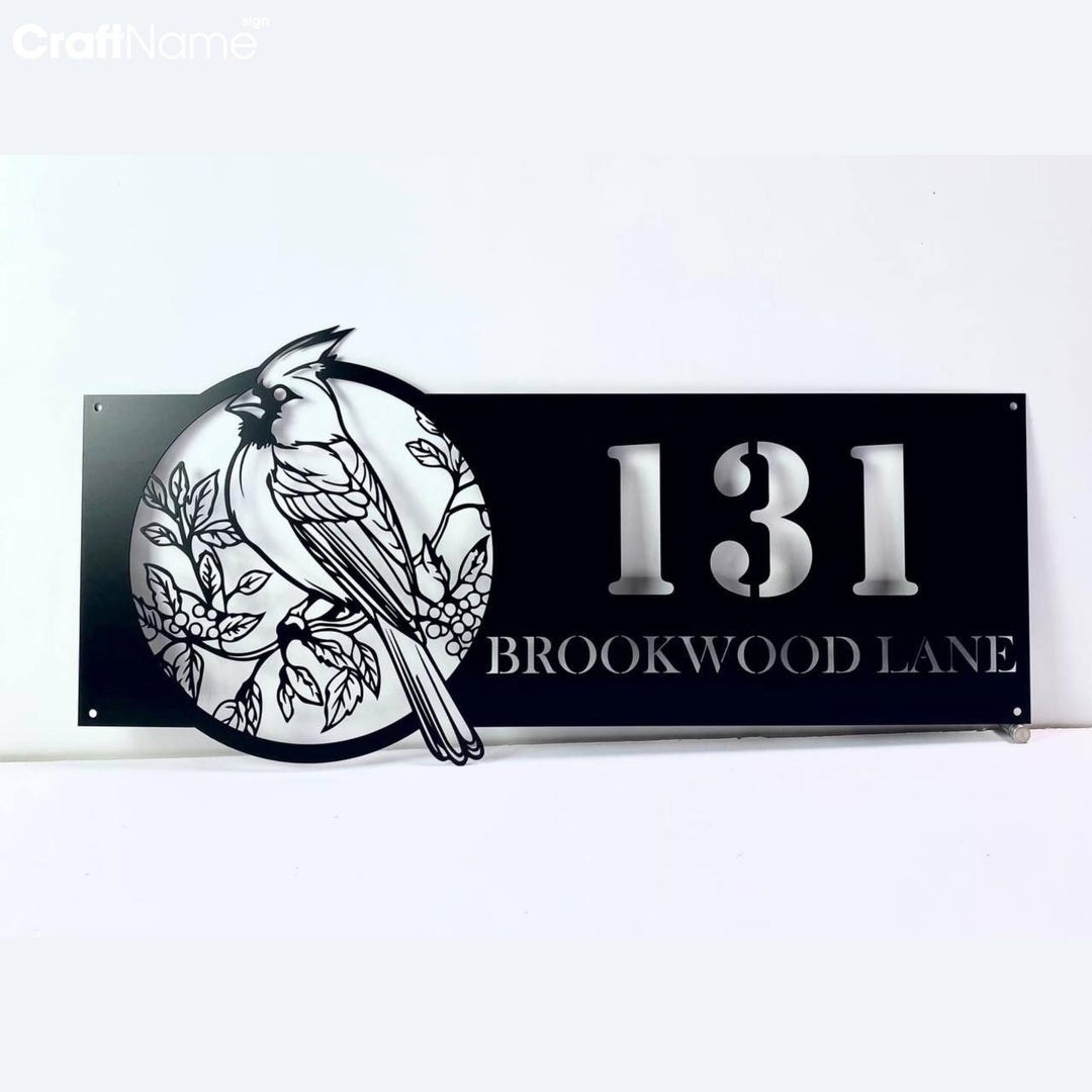 Custom Outdoor Cardinal Bird House Number Address Metal Sign, Cardinal ...