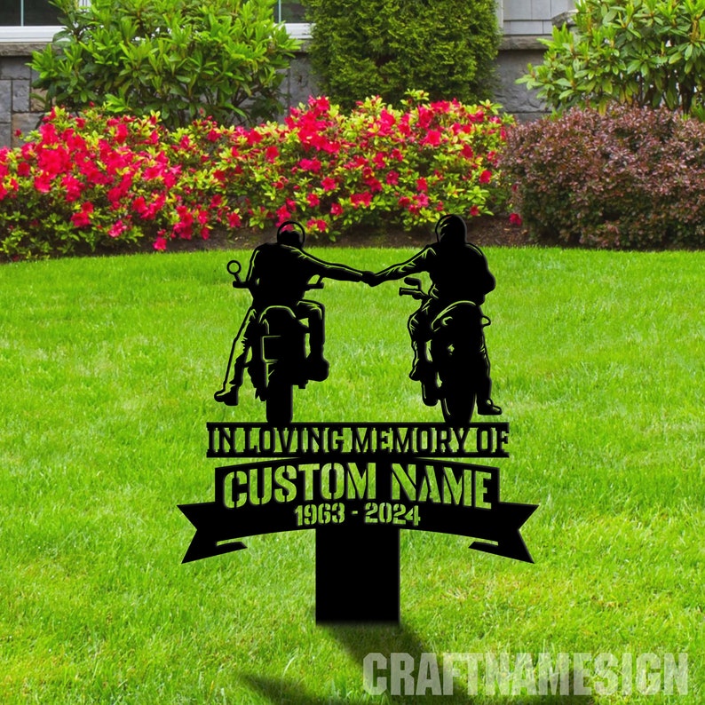Personalized Biker Motorcycle Memorial Stake,motocross Rider Metal Yard ...