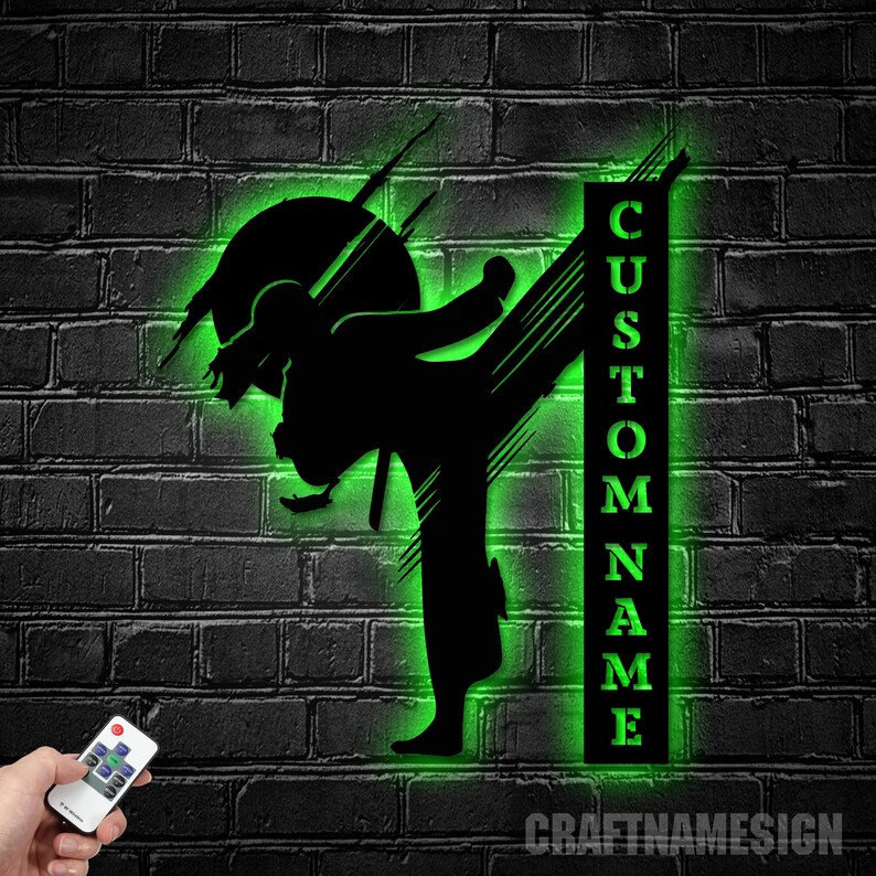 Custom Girl Karate Martial Arts Metal Wall Art With LED Light ...