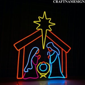 Holy Night Neon Sign, Holy Family Led Sign, Custom Neon Sign, Nativity ...