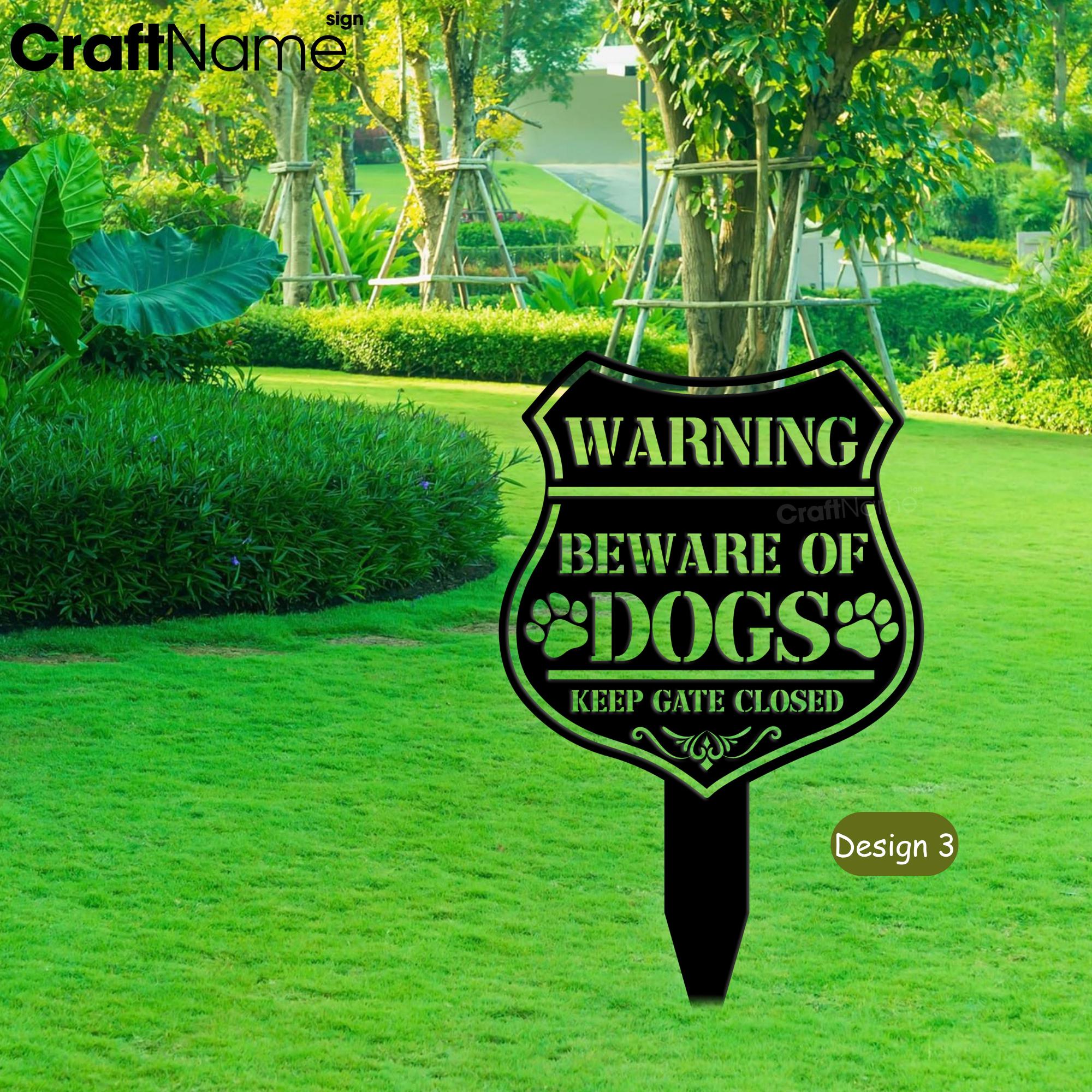 Custom Dog Warning Metal Yard Stake, Garden Stake, Dog on Site, Plaque ...