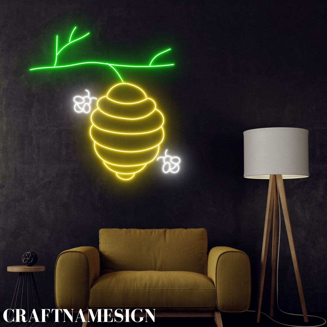 Honeycomb Bee Led Sign, Bee Honeycomb Neon Sign, Custom Neon Sign ...