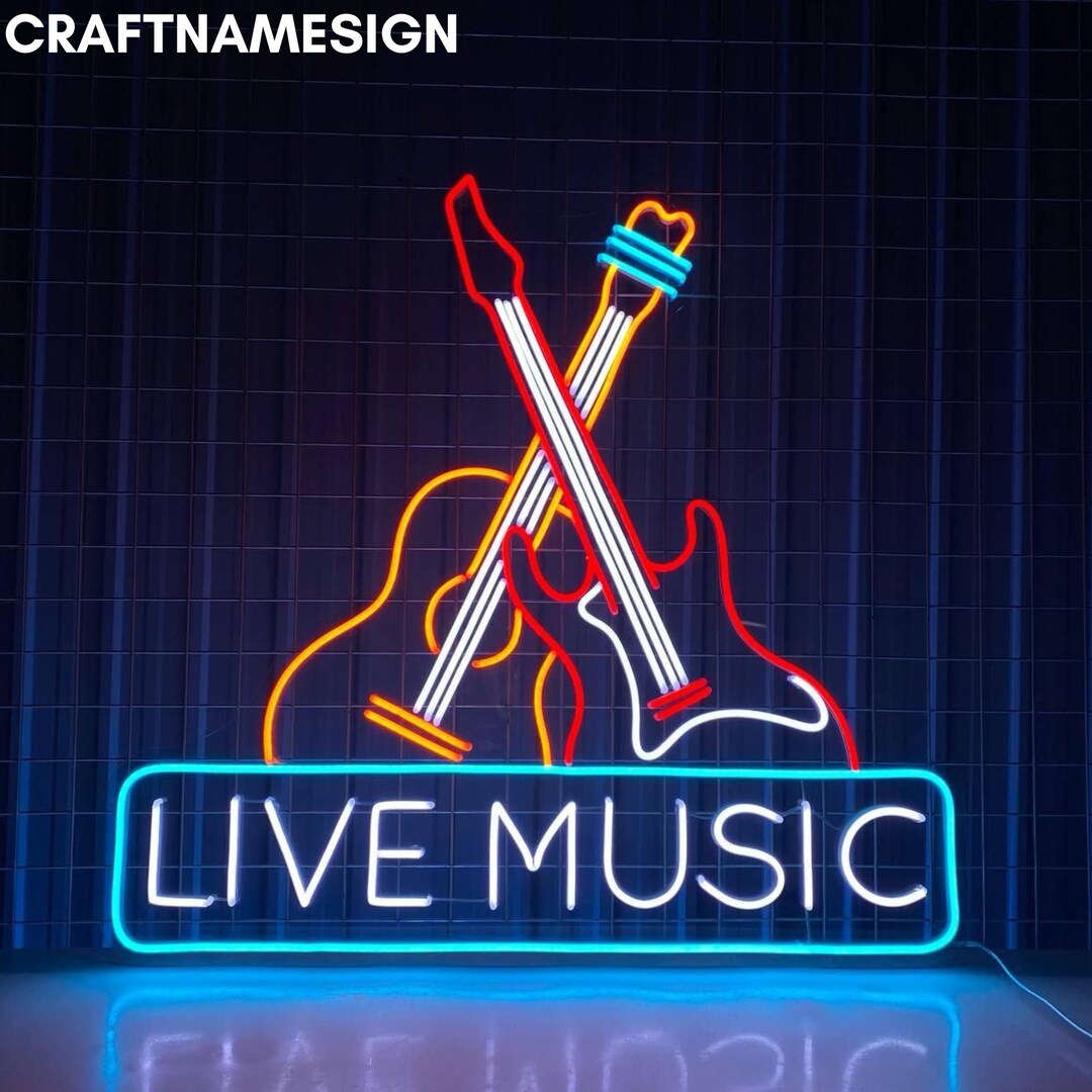 Guitar Neon Light for Live Music Performance Decor, Custom Neon Sign ...