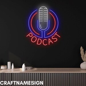 Podcast Neon Sign, Podcast Led Sign, Custom Neon Sign, Recording Studio Wall Decor, Podcast ...