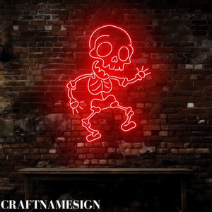 Skeleton Dancing Neon Sign, Skeleton Halloween Led Sign, Custom Neon ...