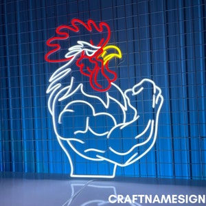 Muscle Rooster Neon Sign, Muscle Rooster Body Building Led Sign, Custom ...