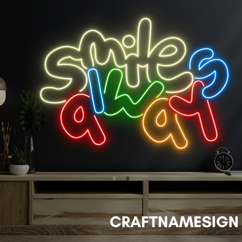 Smile Always Neon Sign, Smile Always Quote Sign, Custom Neon Sign ...
