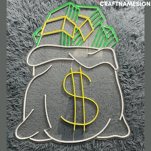 Money Bag Neon Sign, Money Bag Led Sign, Custom Neon Sign, Money ...