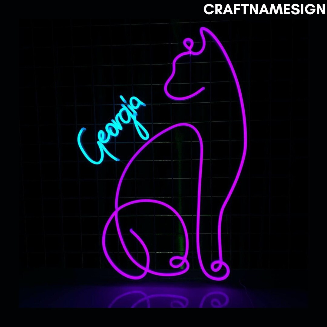 Custom Cat Line Neon Sign, Cat Led Sign, Custom Neon Sign, Pet Shop ...