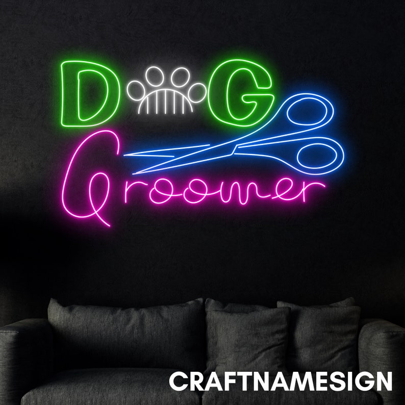 Dog Groomer Neon Sign, Dog Grooming Led Sign, Custom Neon Sign, Dog ...