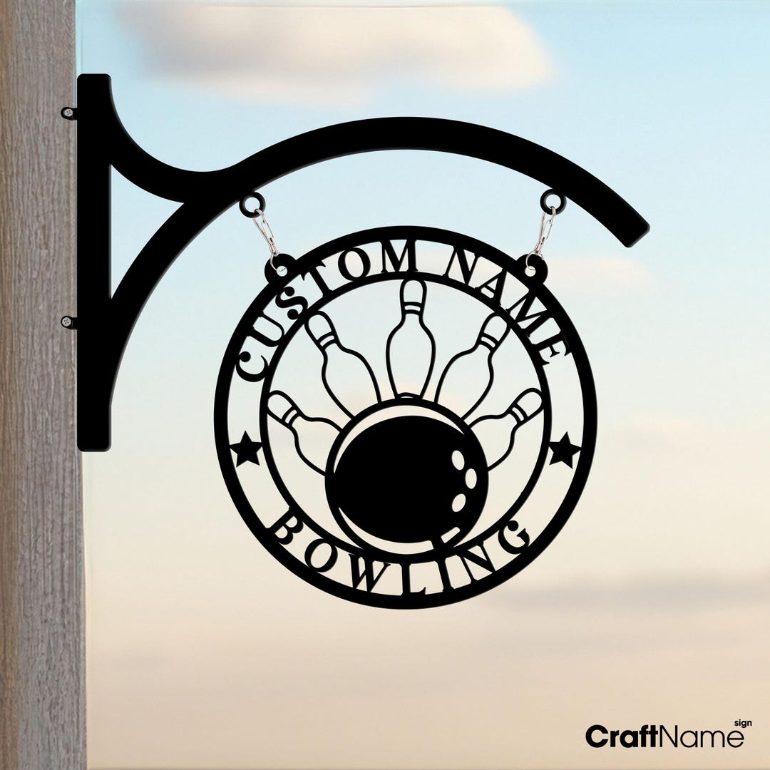 Custom Hanging Bowling Club Metal Steel Sign, Bowling Home Bar Outdoor ...