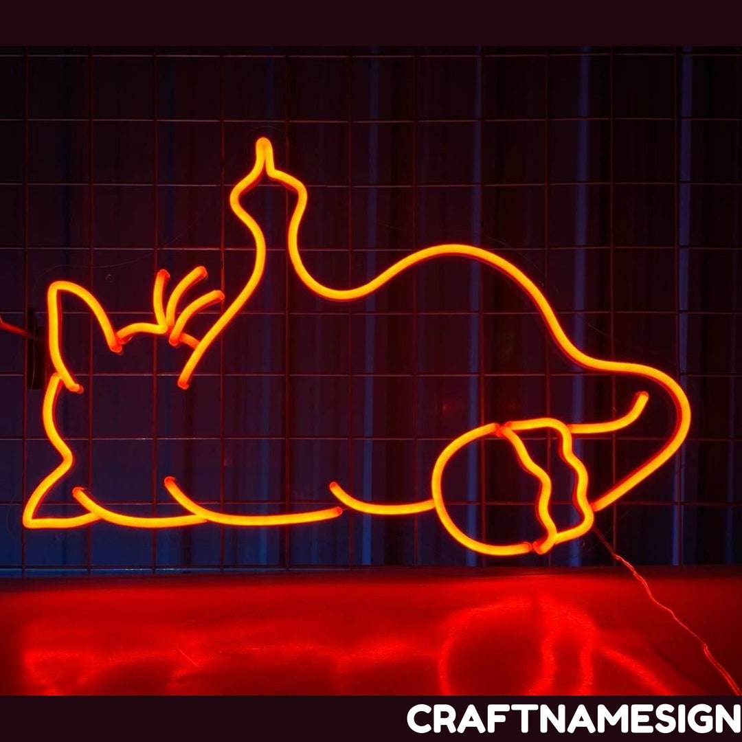 Cute Cat With Claw Neon Sign, Cat Led Sign, Custom Neon Sign, Gift for ...