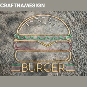 Large Burger Neon Sign, Burger Led Sign, Custom Neon Sign, Fast Food ...