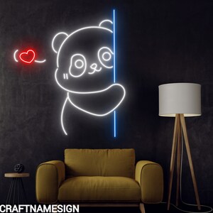 Peeking Panda Bear Neon Sign, Panda Led Sign, Custom Neon Sign, Panda ...