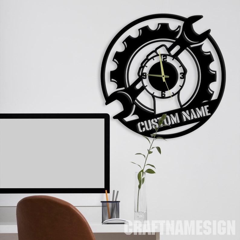 Custom Mechanic Vinyl Wall Clock, Personalized Papa's Mechanic Garage ...
