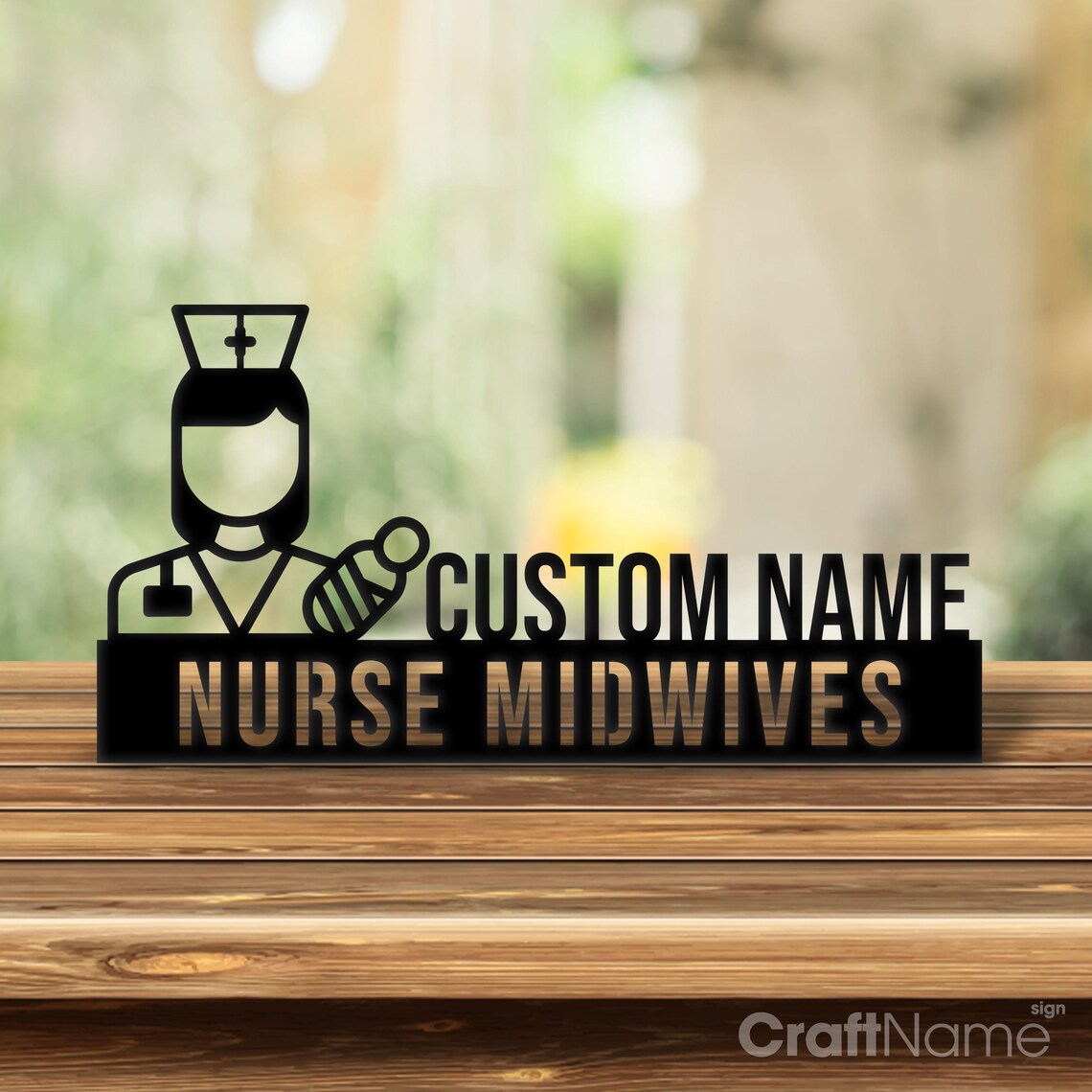 Custom Nurse Midwives Metal Desk Name Plate, Nurse Midwife Wooden ...