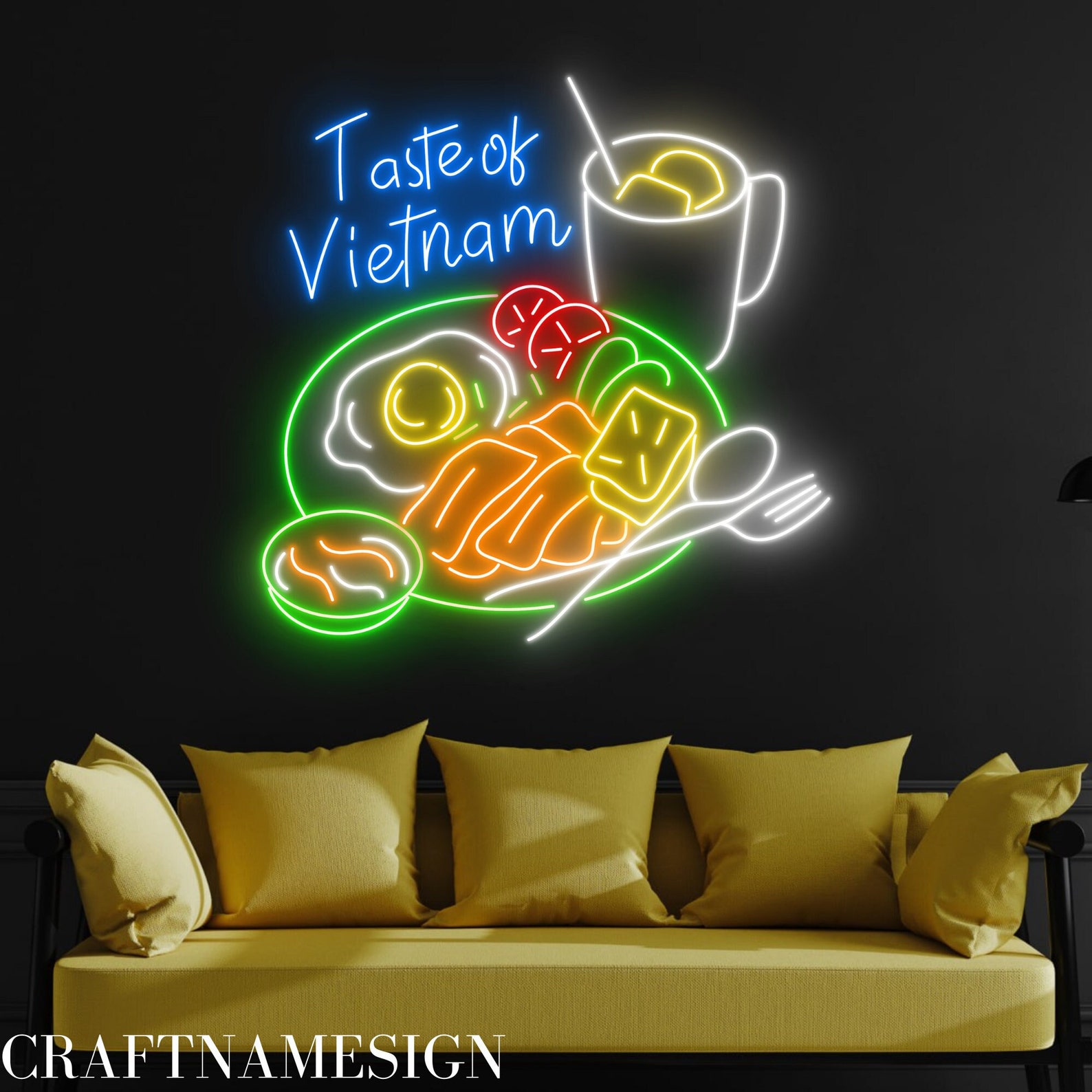 Taste of Vietnam Led Sign, Vietnamese Broken Rice With Grilled Pork ...