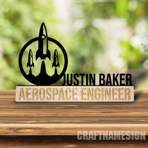 Custom Wooden Aerospace Engineer Desk Name Plate, Aircraft Engineering ...