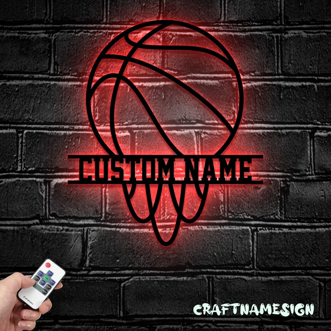 Custom Basketball Metal Wall Art LED Light - Personalized Player Lover ...