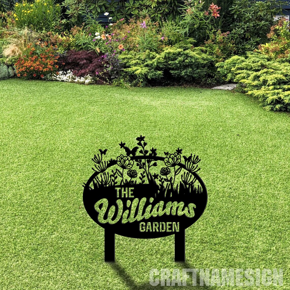 Custom Metal Garden Sign With Stakes, Garden Stake Sign Personalized ...