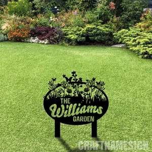 Custom Metal Garden Sign With Stakes, Garden Stake Sign Personalized ...