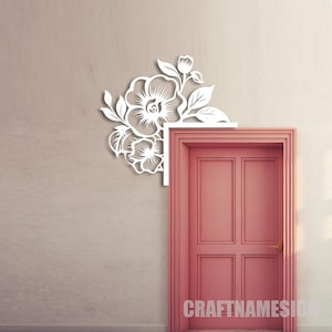 Flower Door Corner Metal Wall Art, Flower Leaves Door Topper, Floral ...