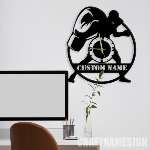 Custom Boxing Player Large Wall Clock, Wall Clock Unique for Home Decor ...