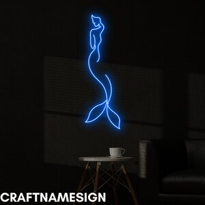 Mermaid Line Neon Sign, Mermaid Line Led Sign, Custom Neon Sign, Beach ...