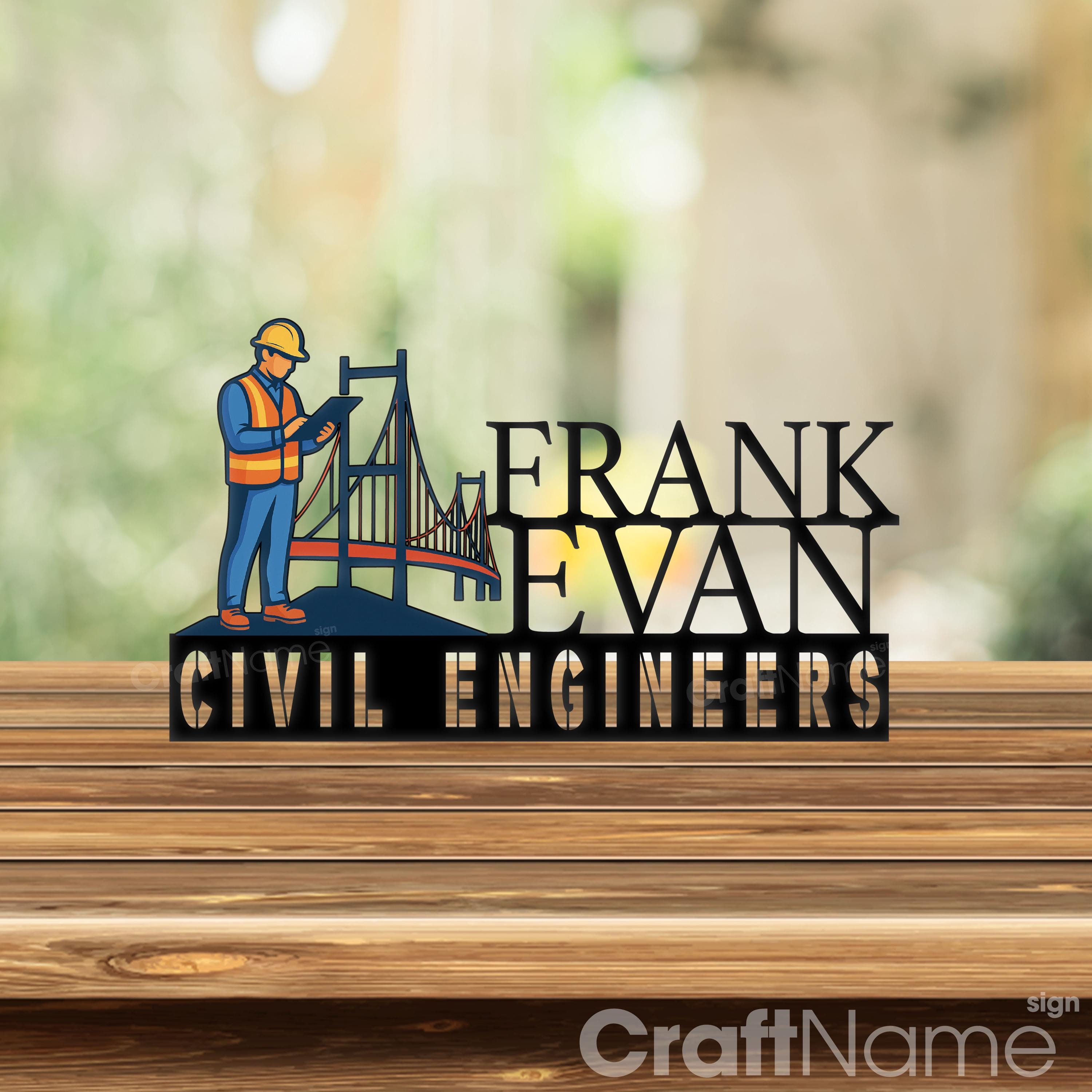 Custom Wooden Desk Name Plate With Civil Engineer Name, Name Plate for ...