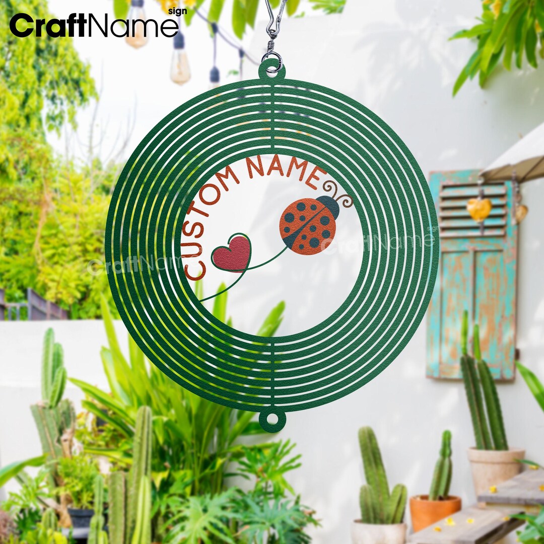 Personalized Ladybug Outdoor Metal Wind Spinner for Front Door Decor ...