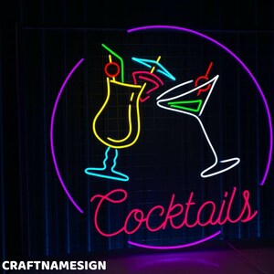 Open Cocktails Shop Neon Sign, Cocktails Bar Led Sign, Custom Neon Sign ...