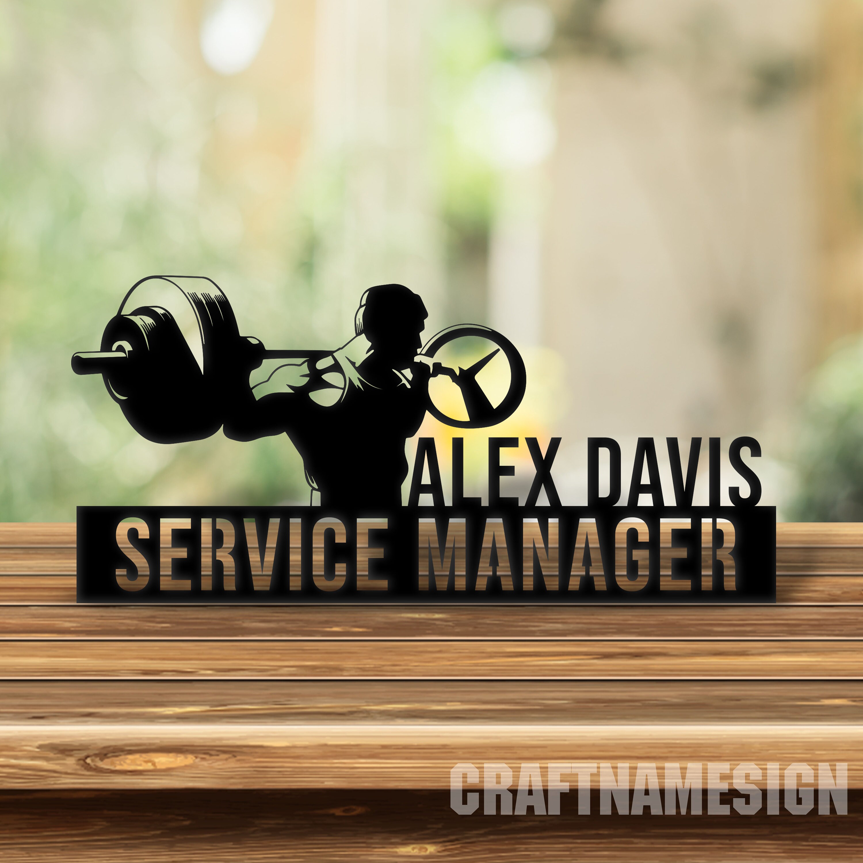 Custom Wooden Powerlifting Workout Desk Name Plate, Deadlift Barbell ...