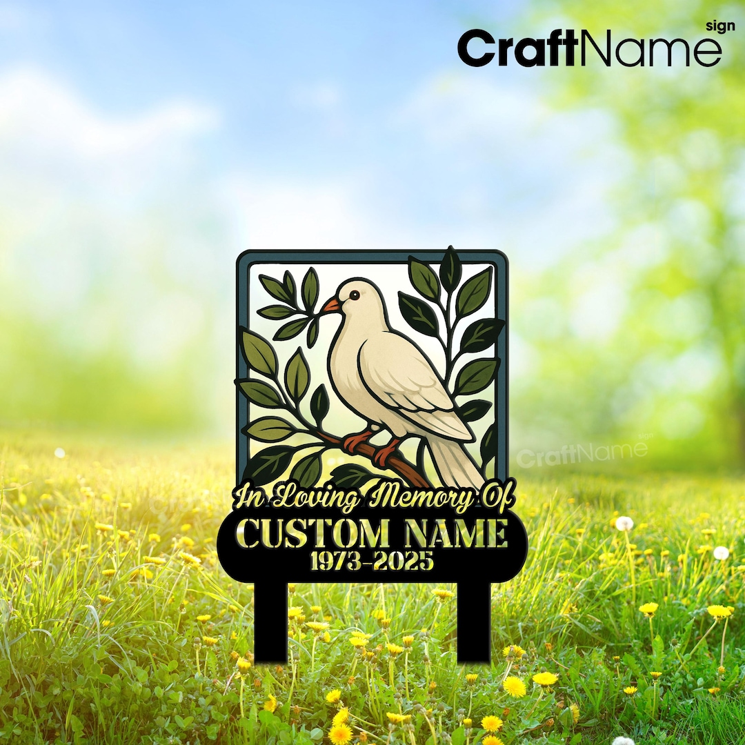 Custom in Loving Memory Dove Stake, Metal Memorial Plaque With Stake ...