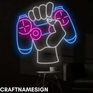 Hand Holds Game Controller Neon Sign, Game Controller Led Sign, Custom ...
