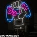 Hand Holds Game Controller Neon Sign, Game Controller Led Sign, Custom ...